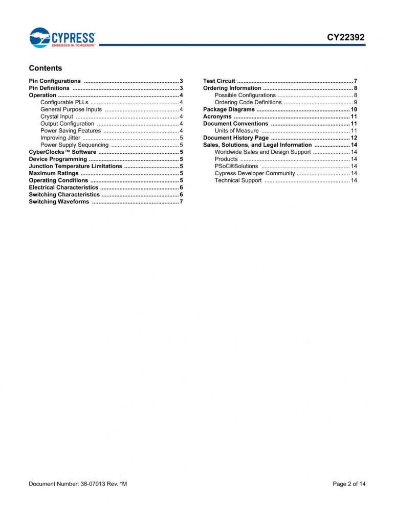 CY22392 datasheet page 2