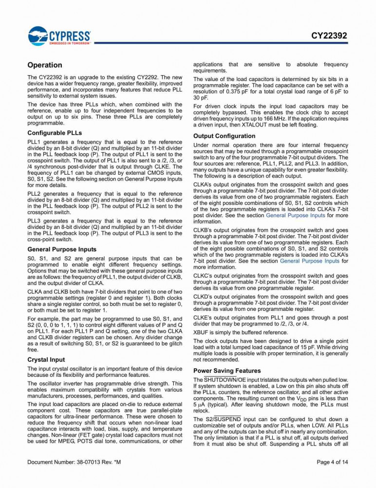 CY22392 datasheet page 4