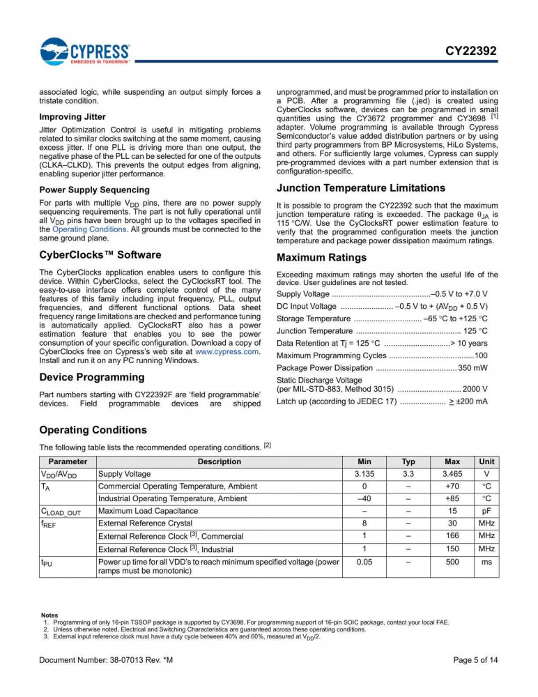 CY22392 datasheet page 5