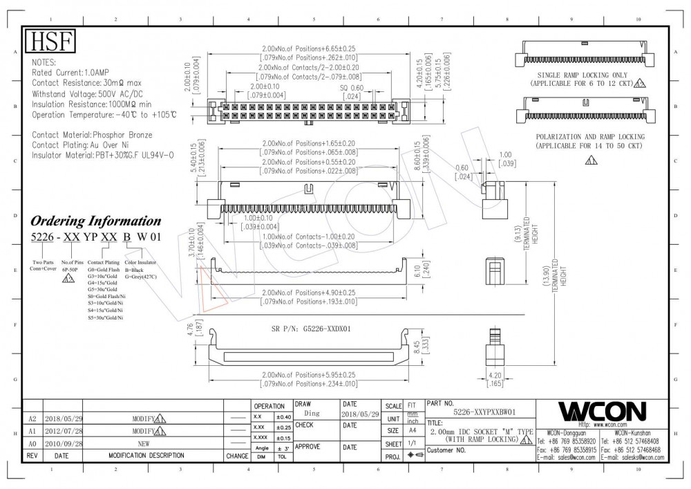 Wcon 5226 series technical drawing preview