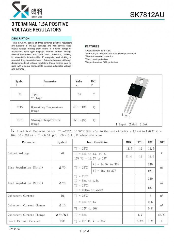 SK7812AU datasheet page 1