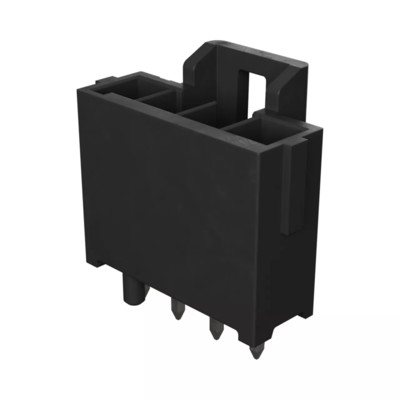Ultra-Fit Vertical Header, 3.50mm Pitch, Single Row, 4 Circuits, with Kinked Pins, 0.76µm Gold (Au) Plating, Glow-Wire Capable, Black for sale