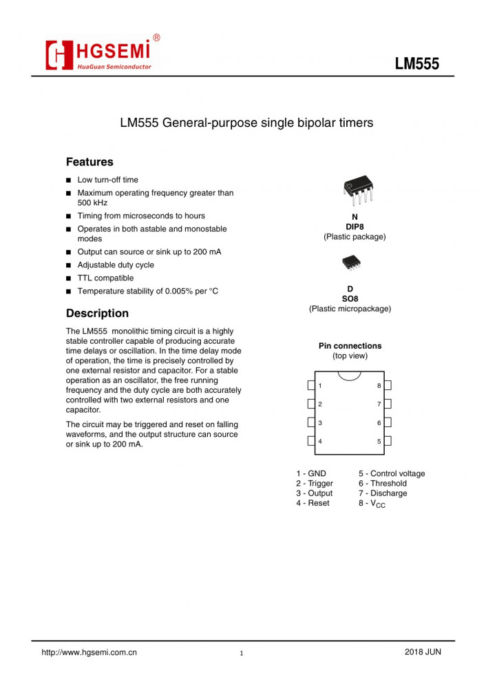 LM555N datasheet page 1