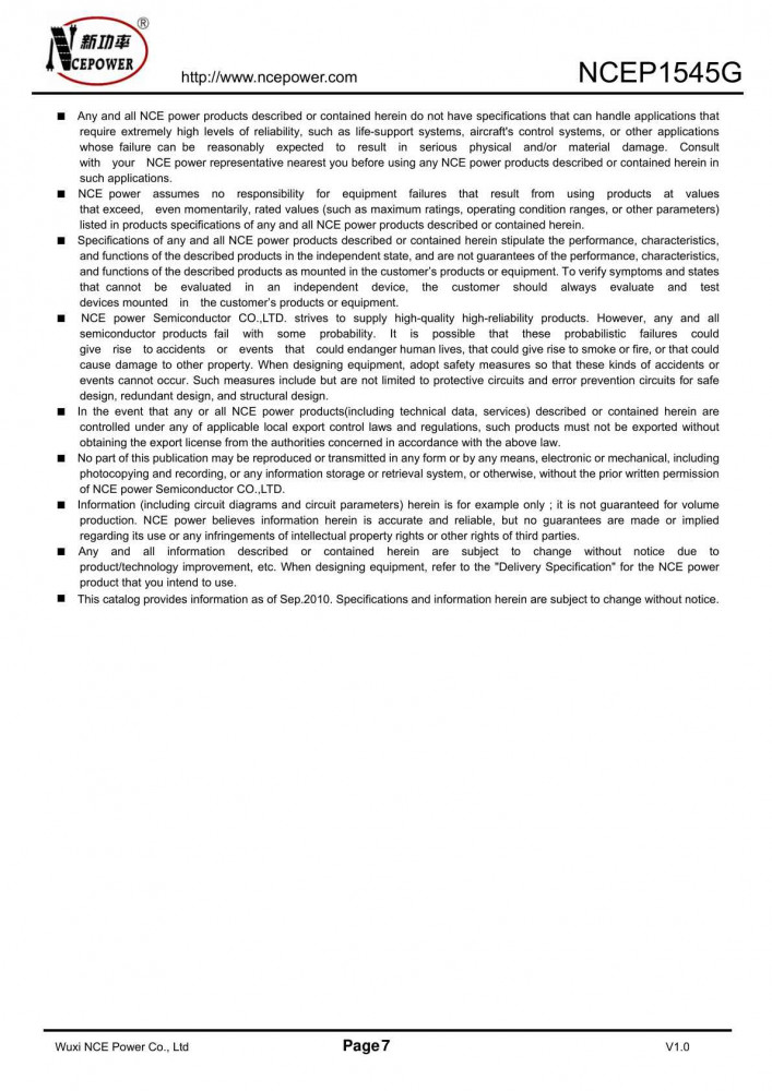 NCEP1545G datasheet page 7