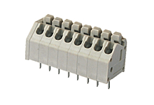 3.50mm Pitch, Eurostyle Fixed-Mount Push-Button Terminal Block, 45° Modular, 5A, 20-16 AWG, Light Gray, 7 Circuits for sale