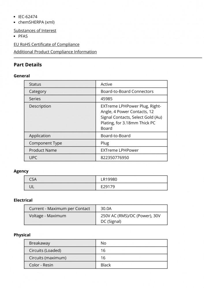 MOLEX 459854111 technical document page 2