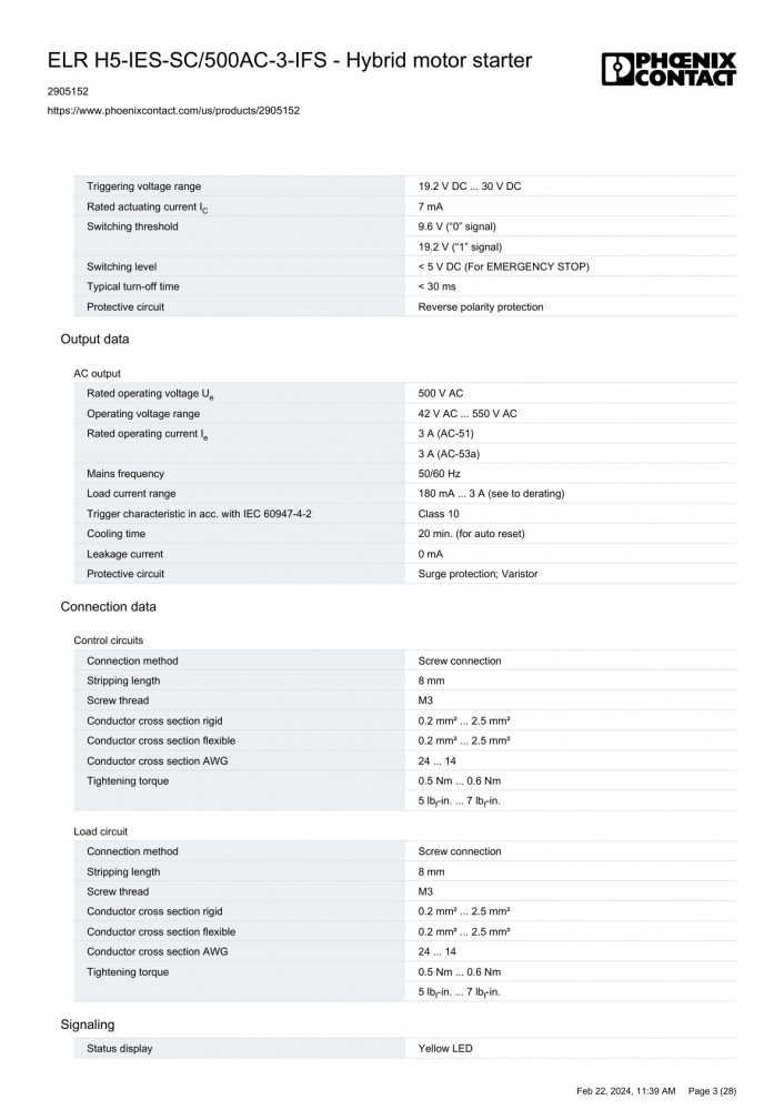 Phoenix Contact 2905152 technical document page 3