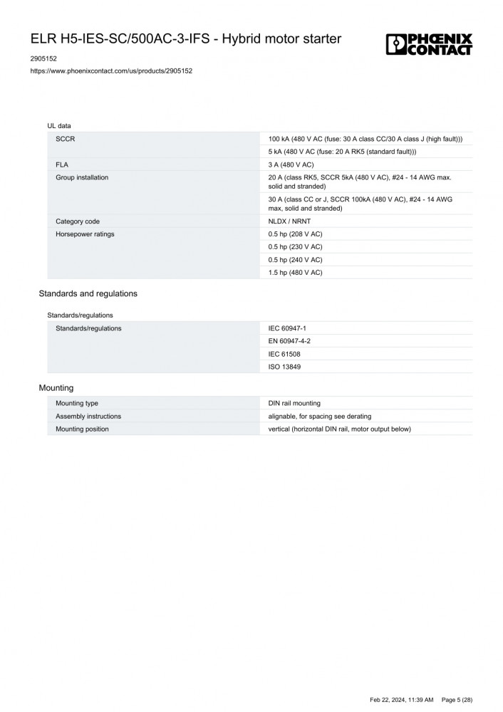 Phoenix Contact 2905152 technical document page 5