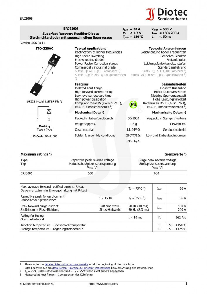DIOTEC ERJ3006 datasheet page 1