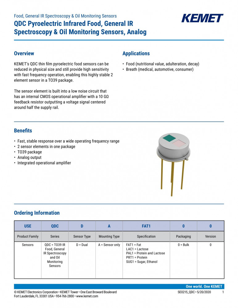 KEMET USEQDCDAFAT100 datasheet page 1