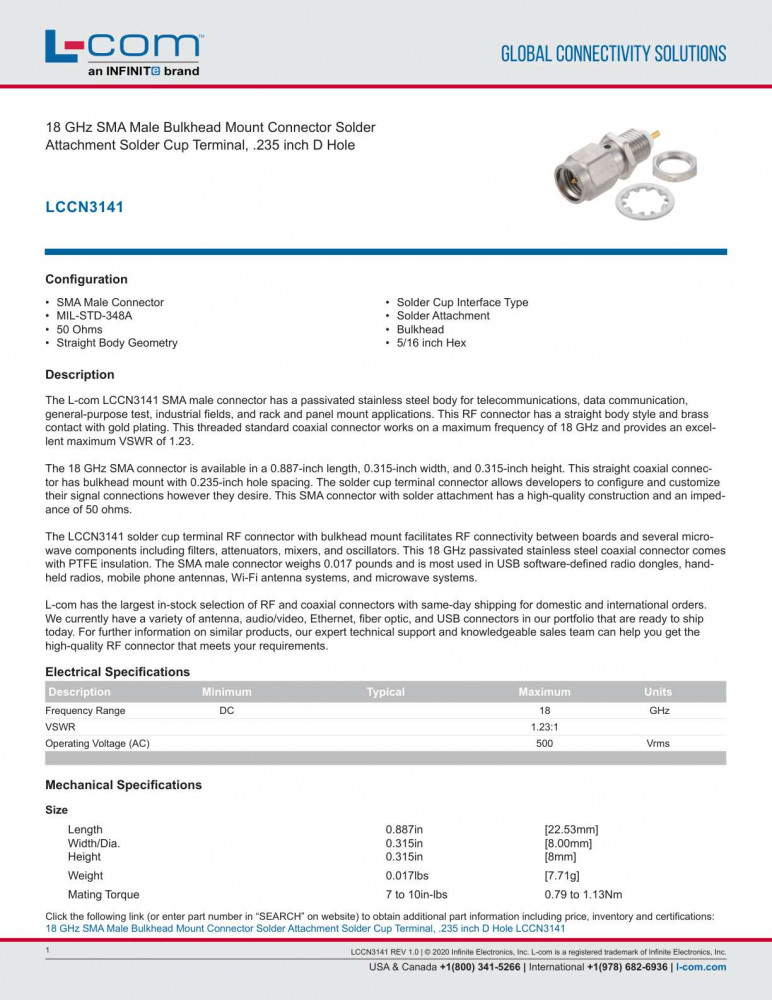 L-com LCCN3141 technical document page 1