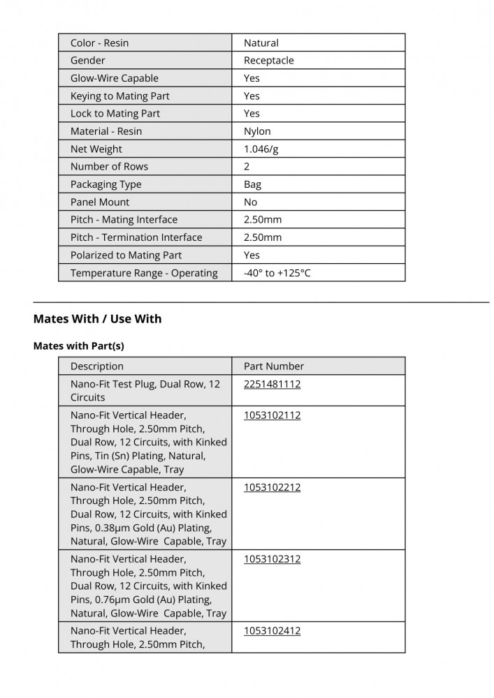 Molex Nano-Fit product specification page 3