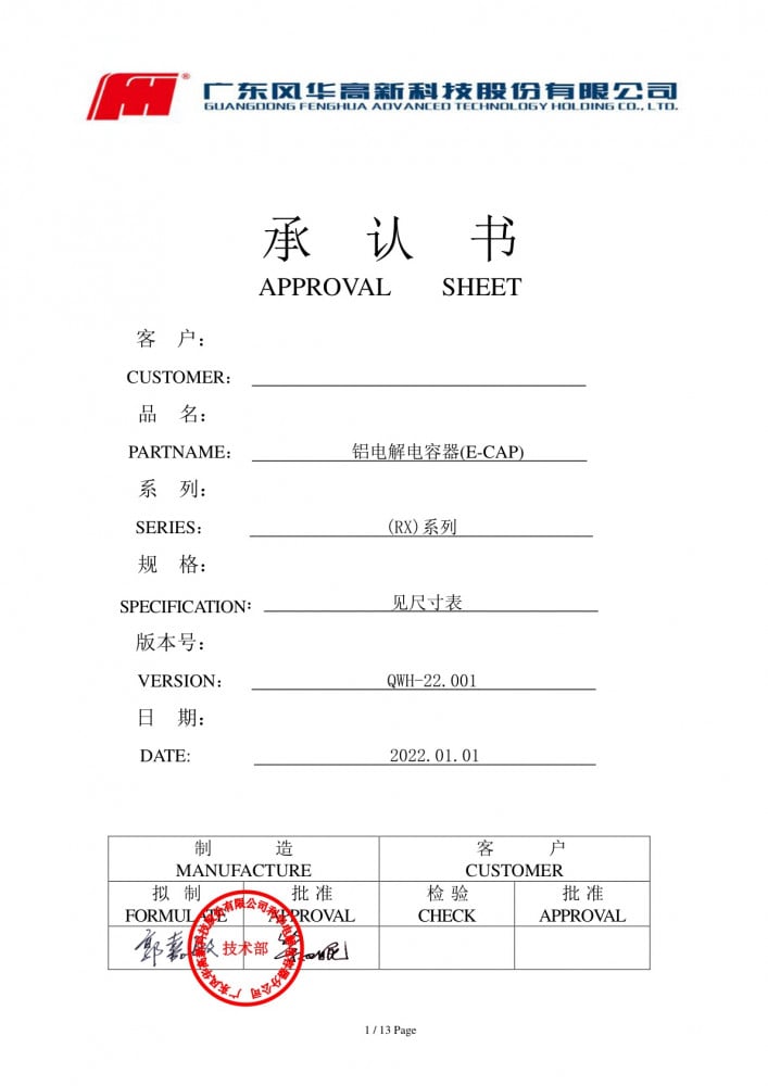 FH RX approval sheet page 1