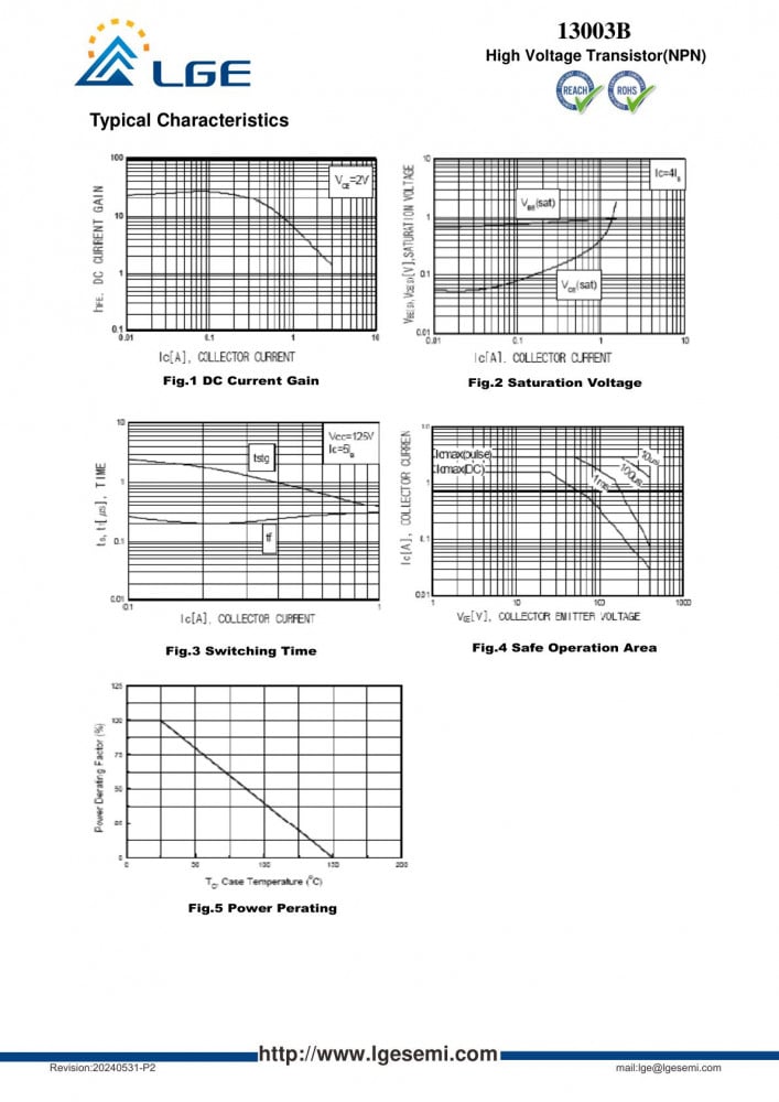 LGE 13003B datasheet page 2