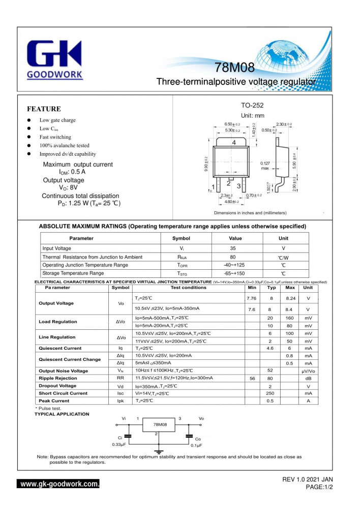 GOODWORK 78M08 datasheet page 1