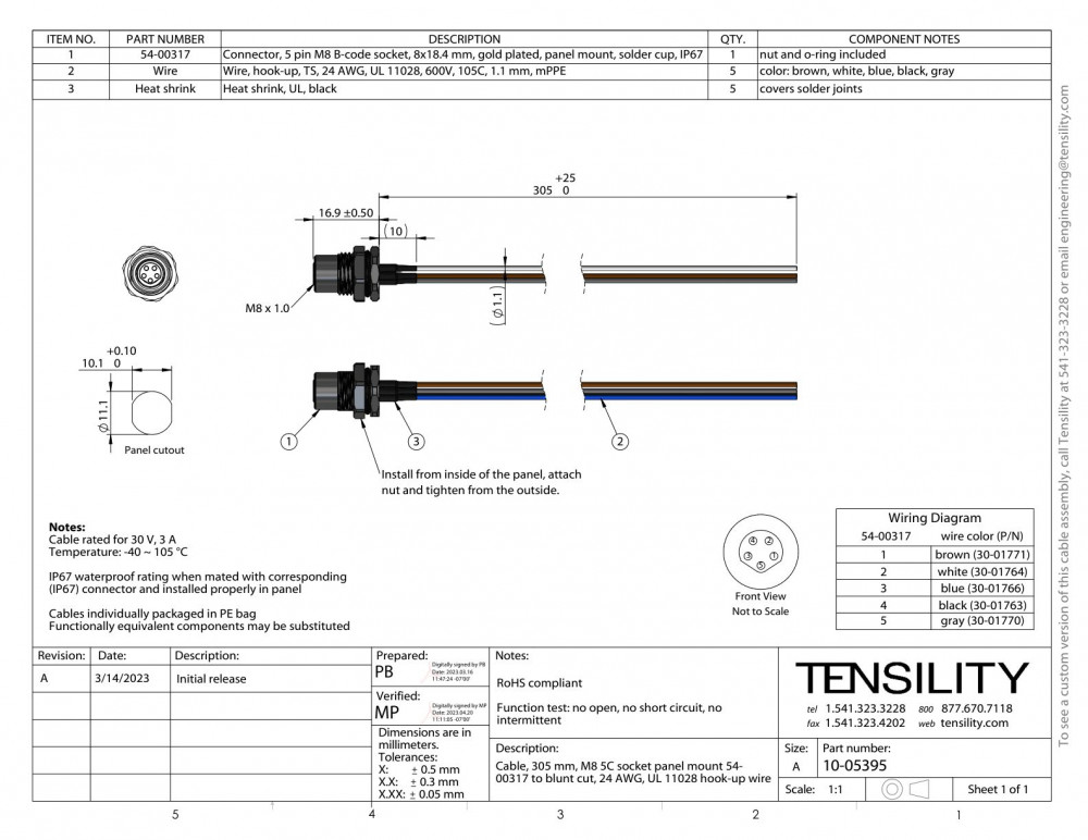 Tensility International 10-05395 product drawing