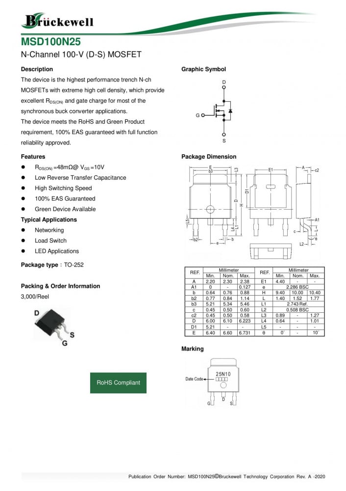 MSD100N25 datasheet page 1