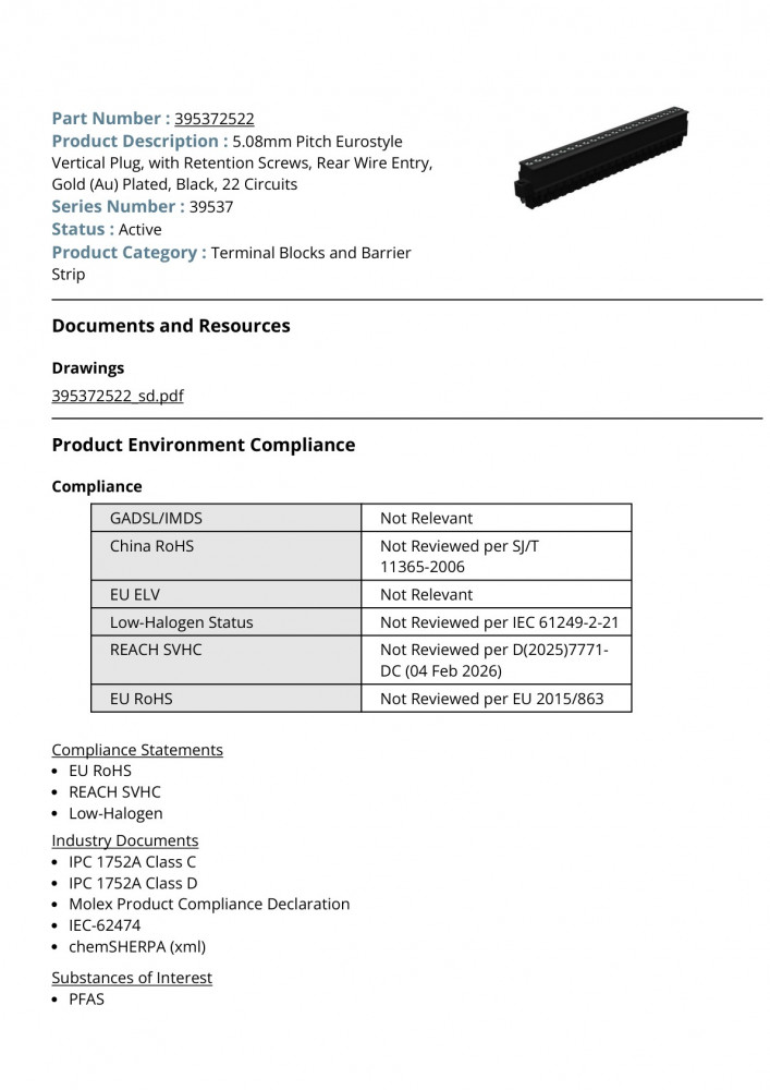 MOLEX 395372522 document page 1