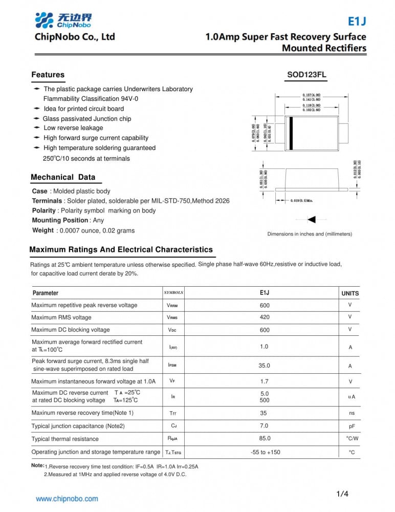 ChipNobo E1J datasheet page 1