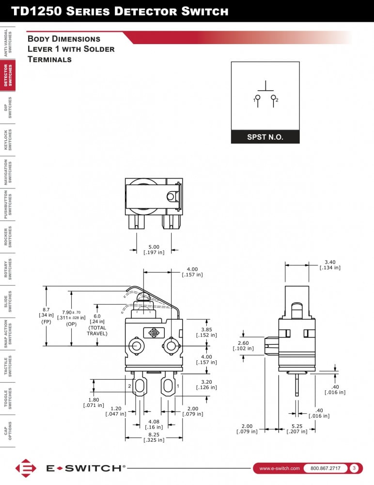TD1250 detector switch datasheet page 3