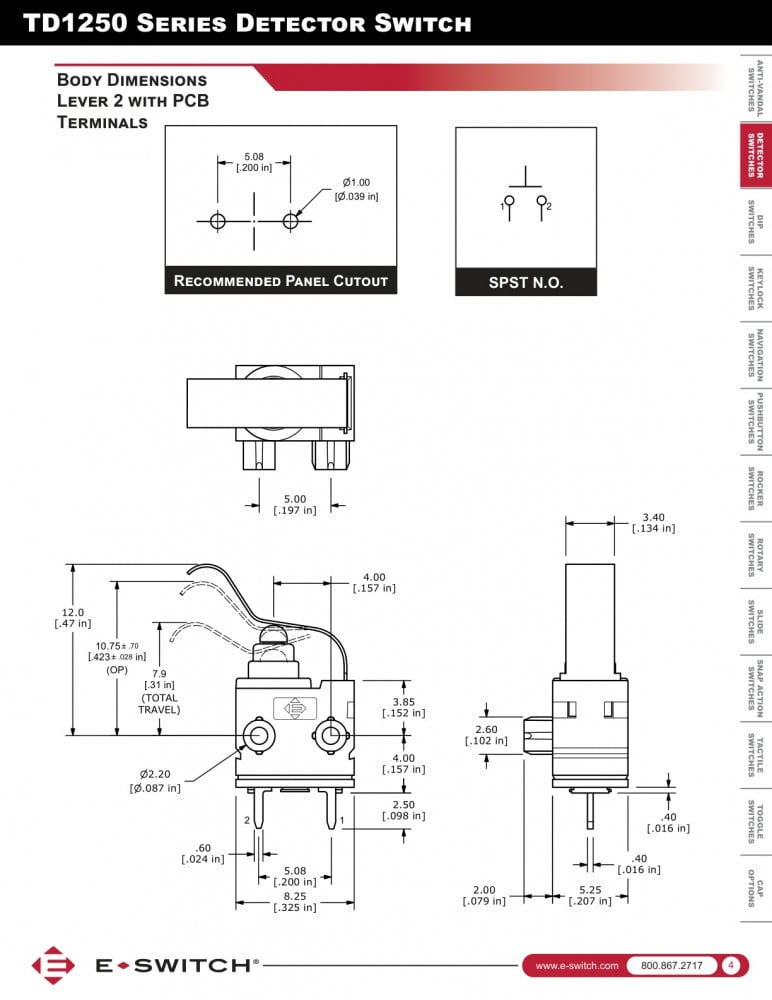 TD1250 detector switch datasheet page 4