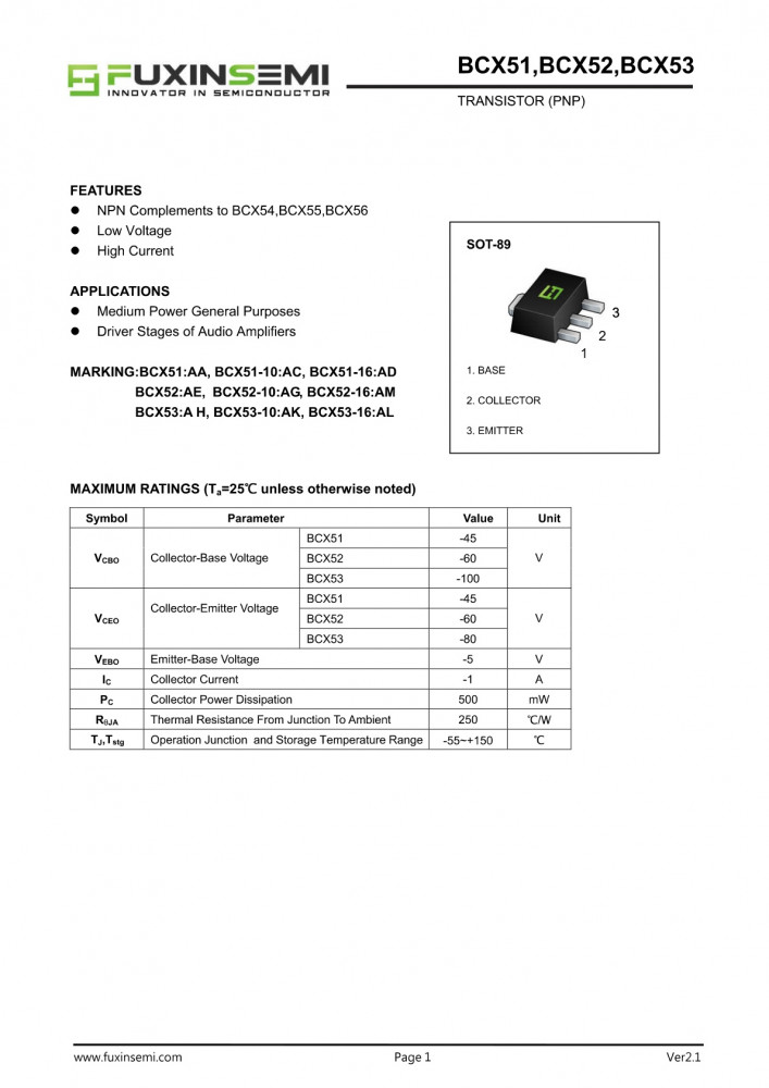 BCX53-16 datasheet page 1