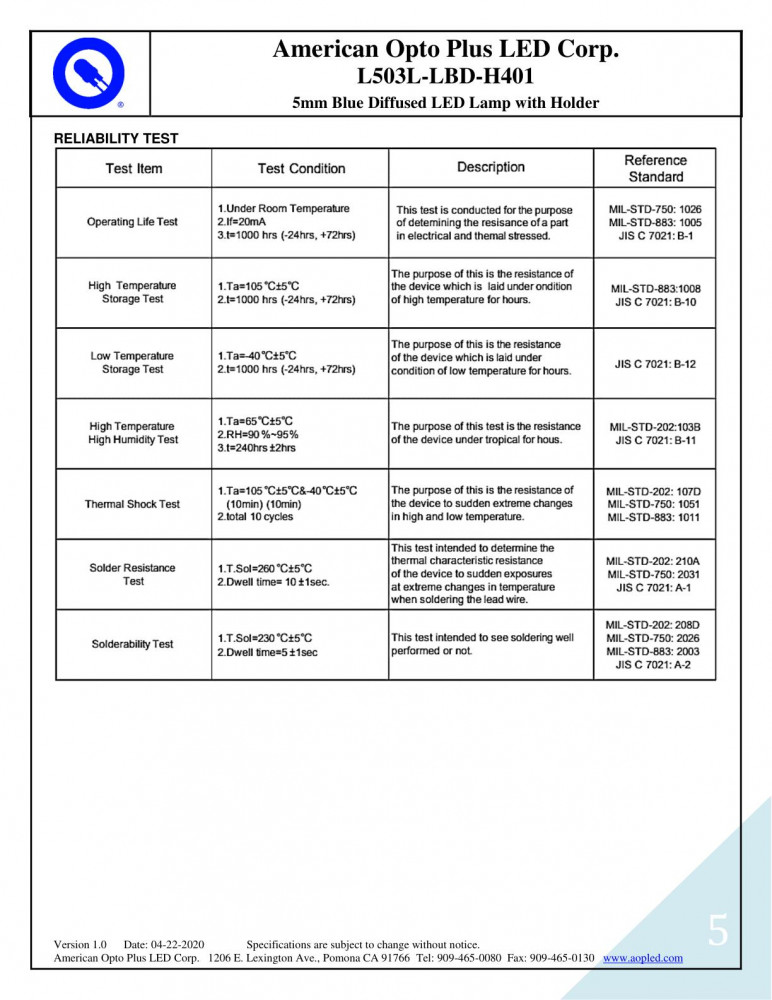 L503L-LBD-H401 datasheet page 5