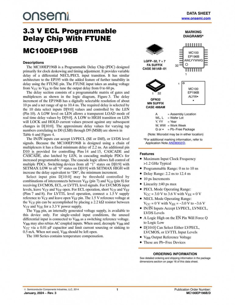 MC100EP196B document page 1