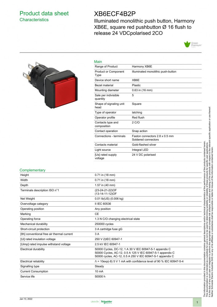XB6ECF4B2P technical document page 1