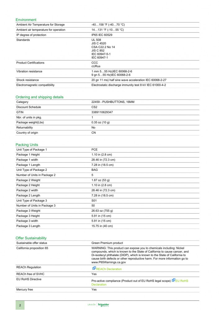 XB6ECF4B2P technical document page 2