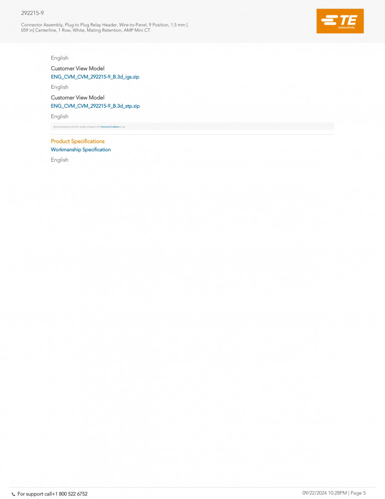 TE Connectivity 292215-9 technical document page 5