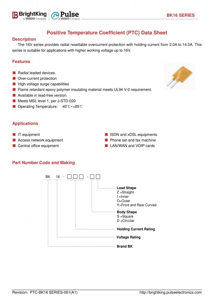 BK16-300-SZ datasheet page 1