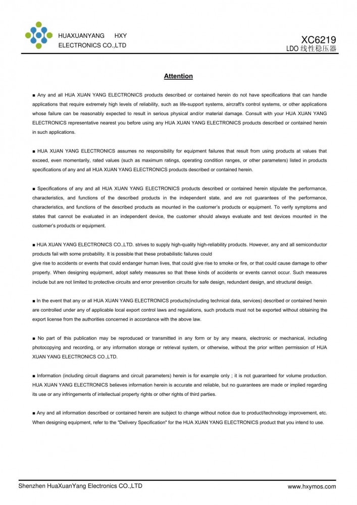 XC6219 technical document page 6