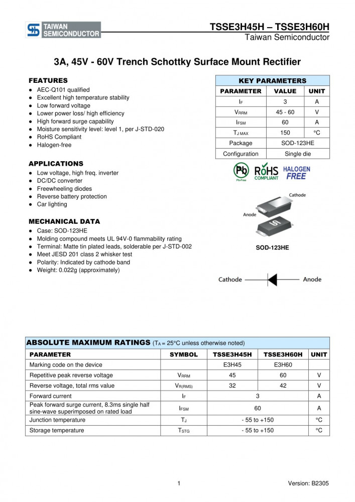 TSSE3H45H datasheet page 1