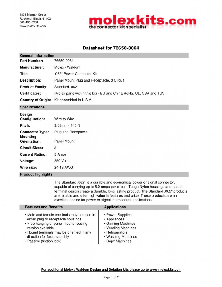 0766500064 product document preview, page 1