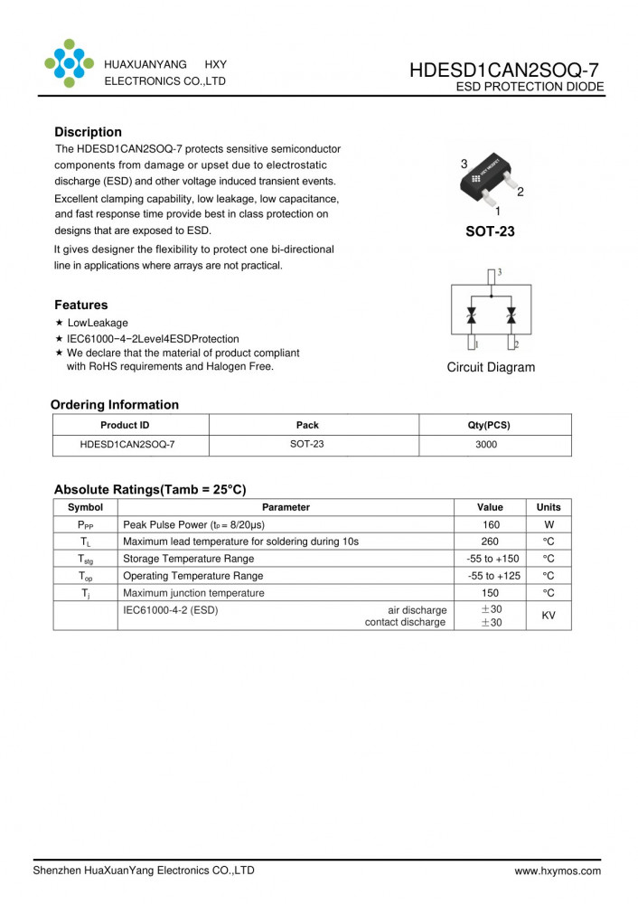 HDESD1CAN2SOQ-7 technical document page 1