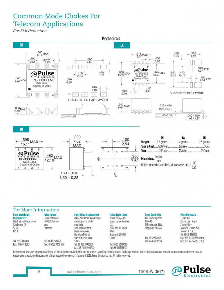 PULSE telecom transformer datasheet page 9