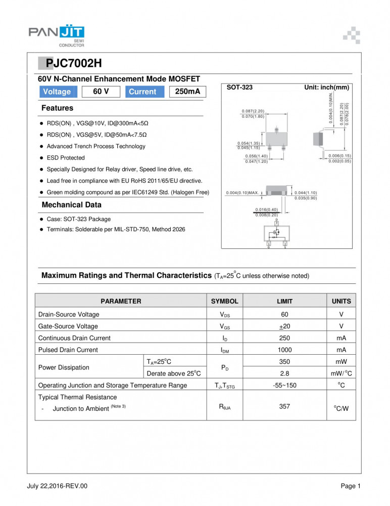 PJC7002H datasheet page 1