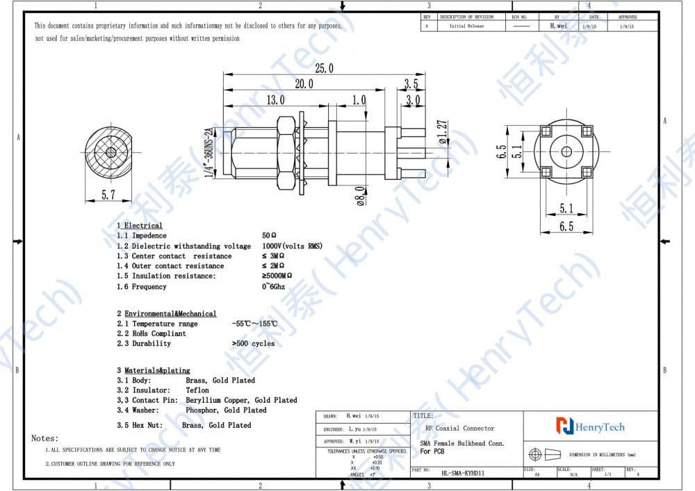 HL-SMA-KYHD11 official technical drawing
