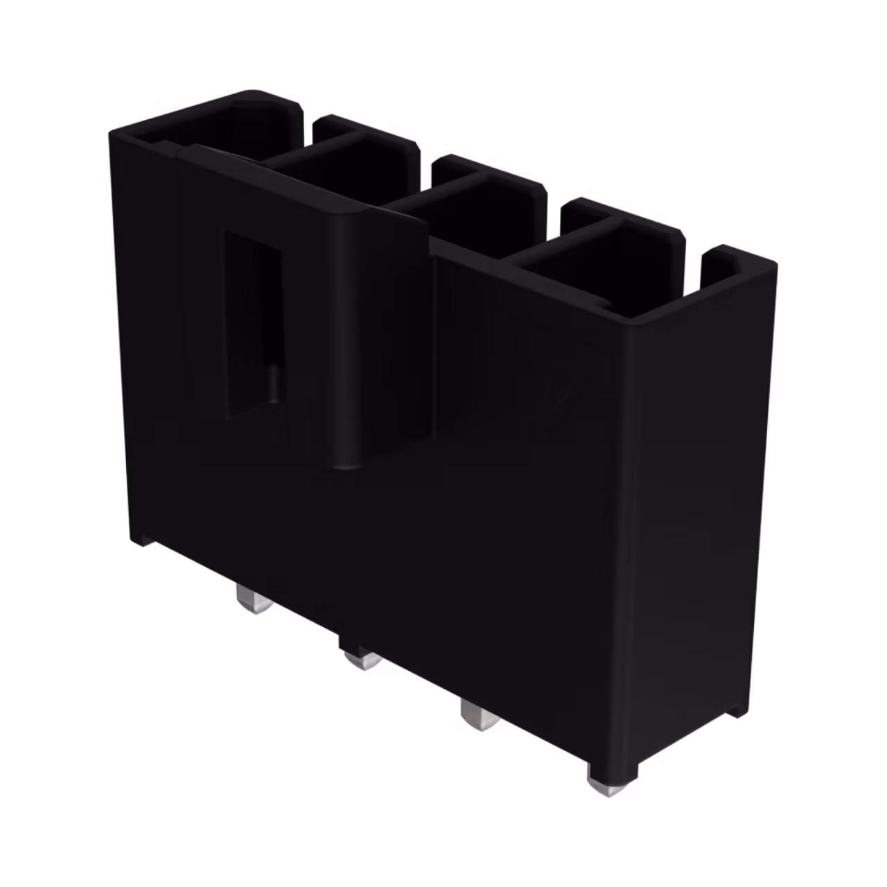Mega-Fit Vertical Header, 5.70mm Pitch, Single Row, 4 Circuits, 0.76µm Gold (Au) Plating, Glow-Wire Capable, Tape and Reel, Black for sale
