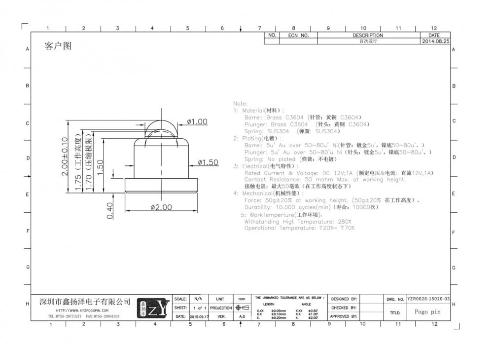 YZR0028-15020-03 specification document page 3