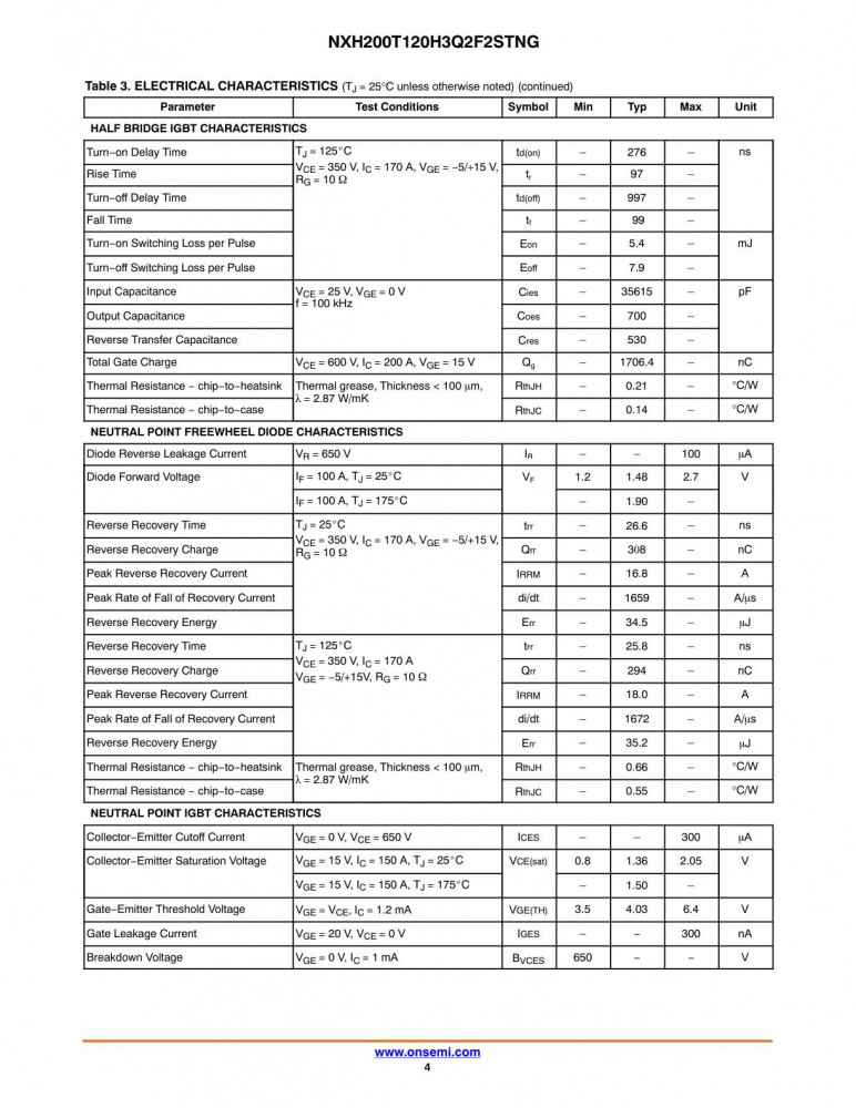 NXH200T120H3Q2F2STNG datasheet page 4