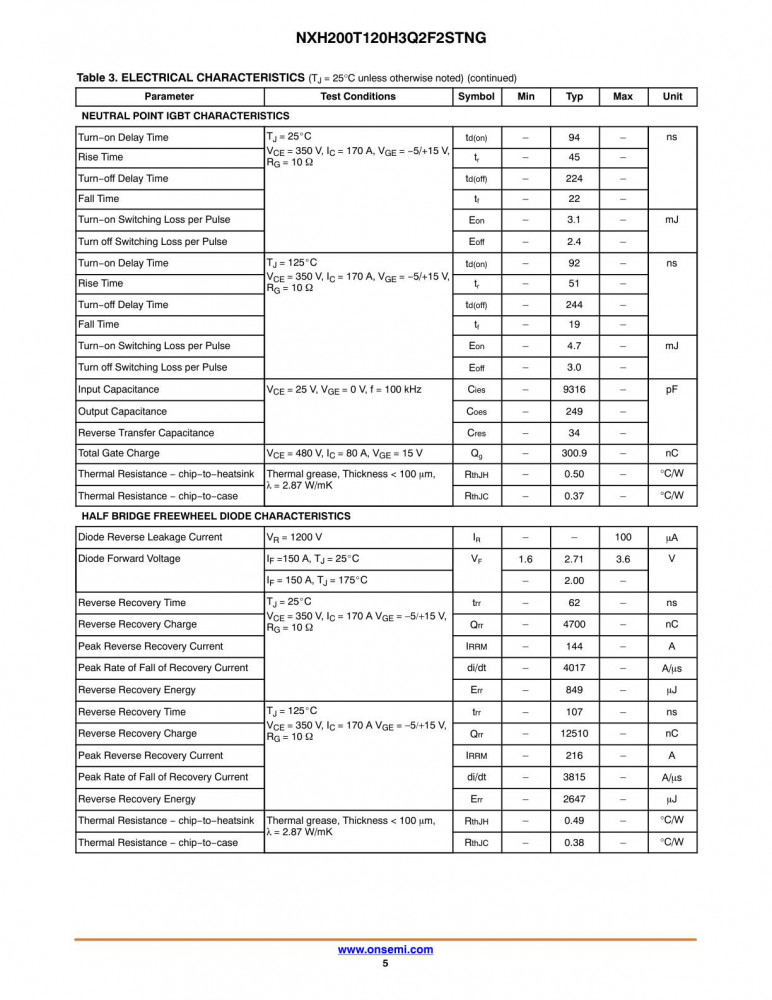 NXH200T120H3Q2F2STNG datasheet page 5