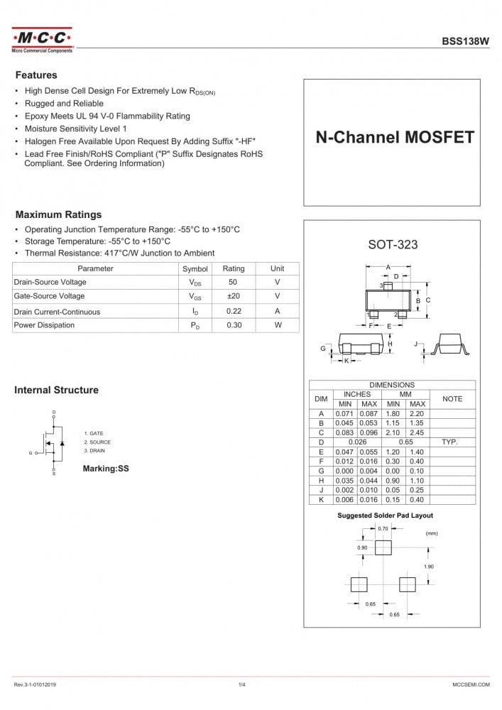BSS138W-TP datasheet page 1