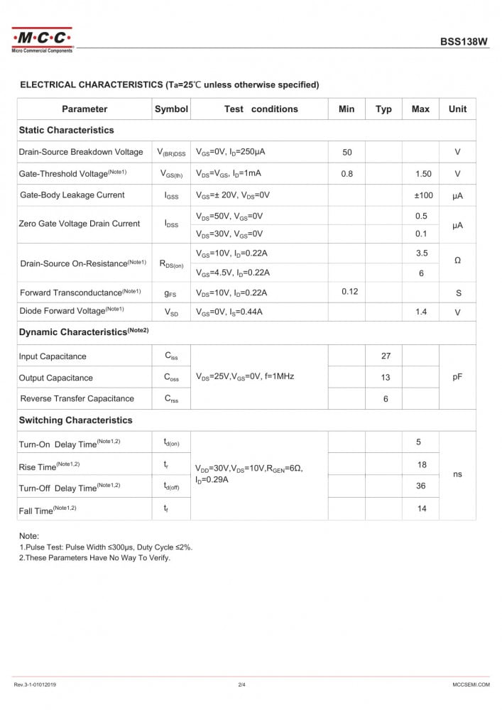 BSS138W-TP datasheet page 2