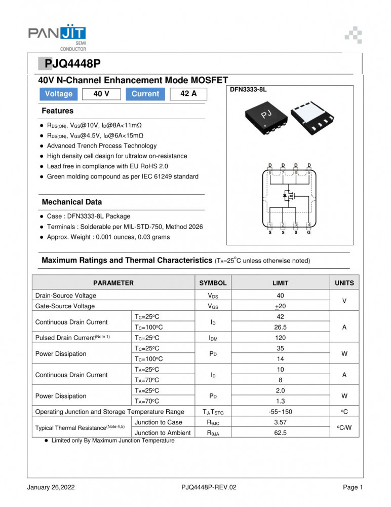 PJQ4448P datasheet page 1