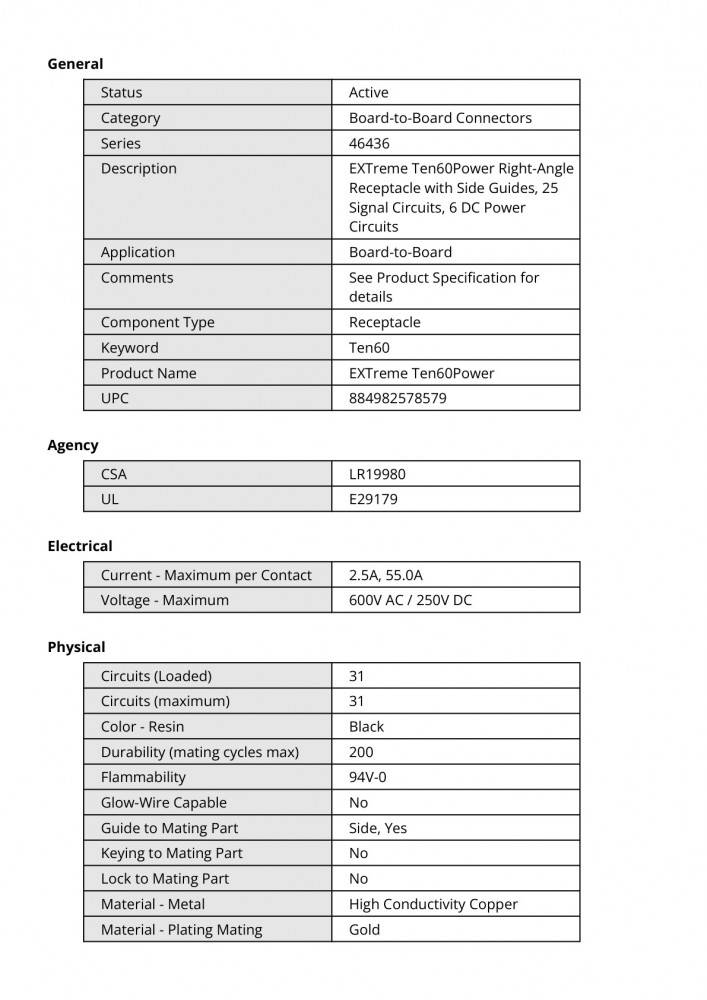 Technical document image 2 for MOLEX 464363106
