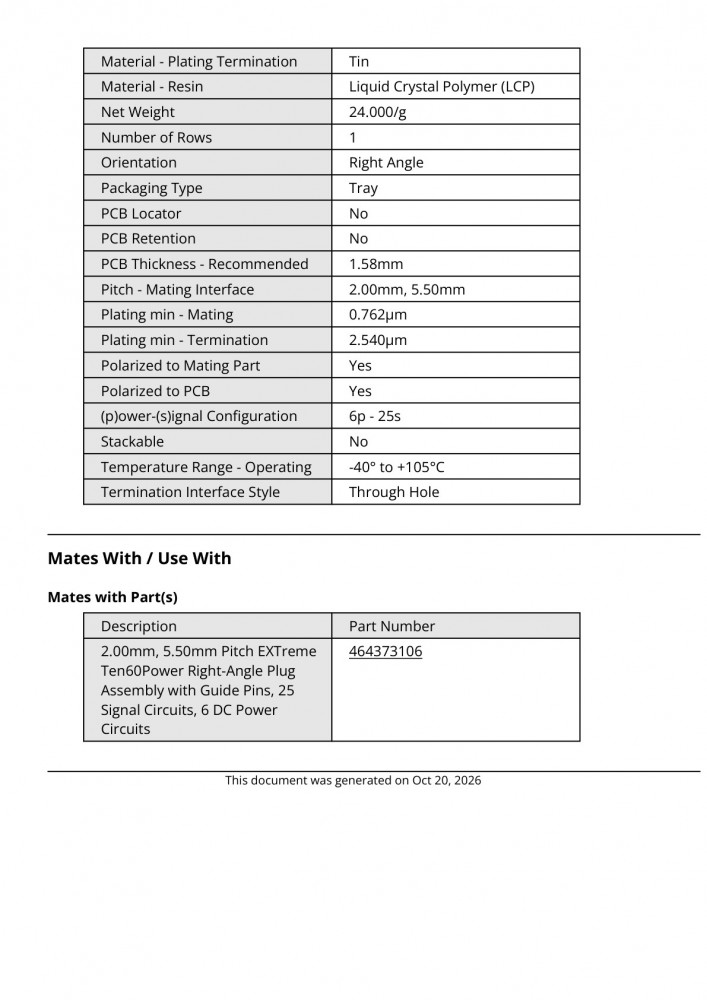 Technical document image 3 for MOLEX 464363106