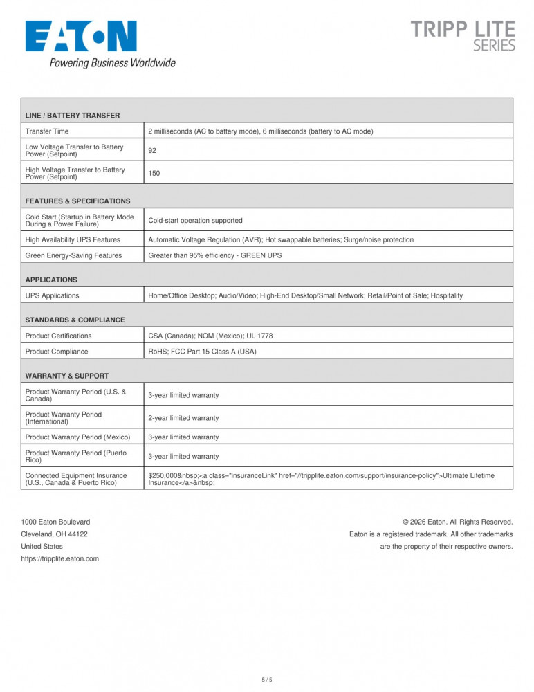 SMART1500LCDT product document page 5