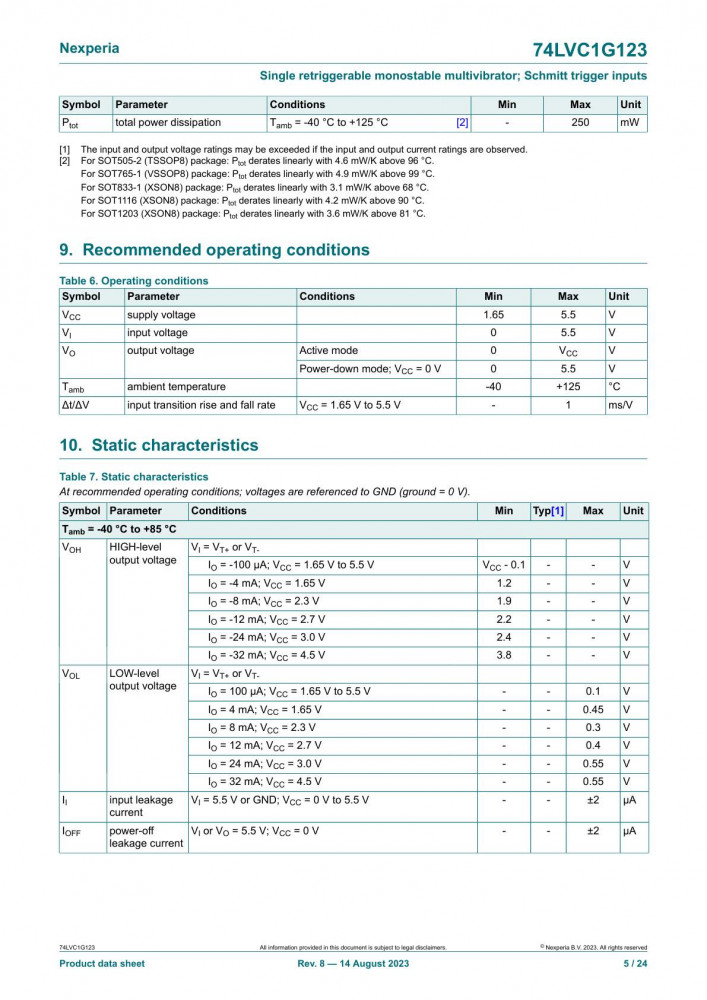 74LVC1G123 datasheet page 5